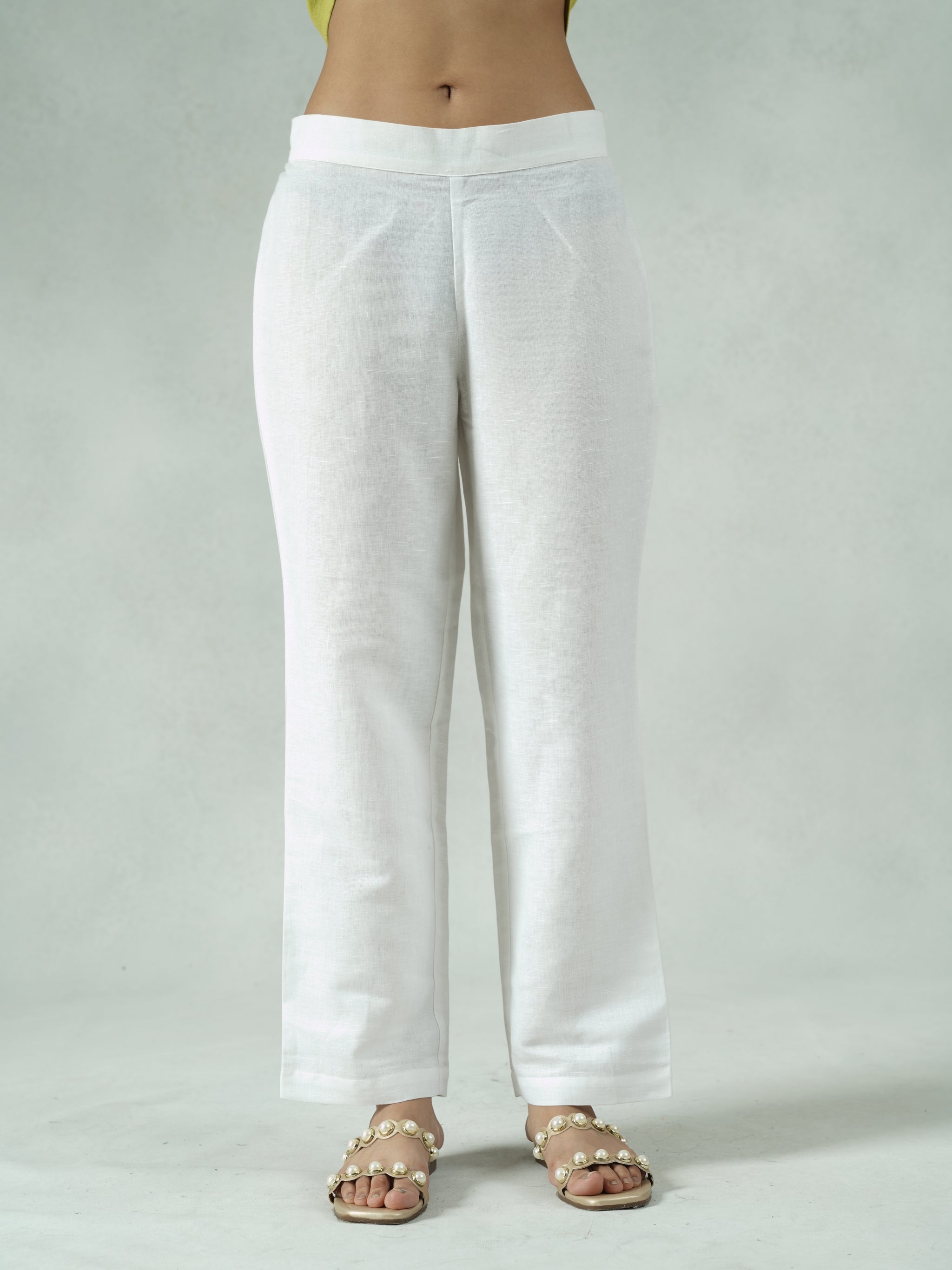 Off-White Pure Cotton straight fit Palazzo Pants