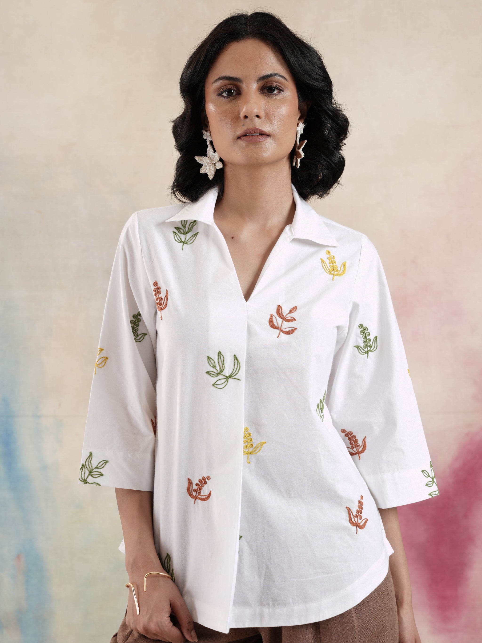 Women's Embroidered Collar Neck Top